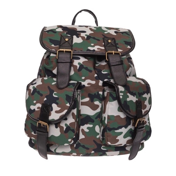 zohra | Accessories | Green Camouflage Backpack | Poshmark